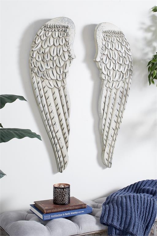 White Wooden Bird Carved Wings | Old Cannery Furniture